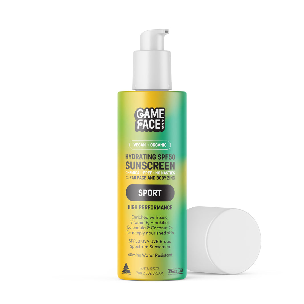 Game Face SPF50 Sunscreen Zinc | No Colour, No Sting, No Nasties – Game ...